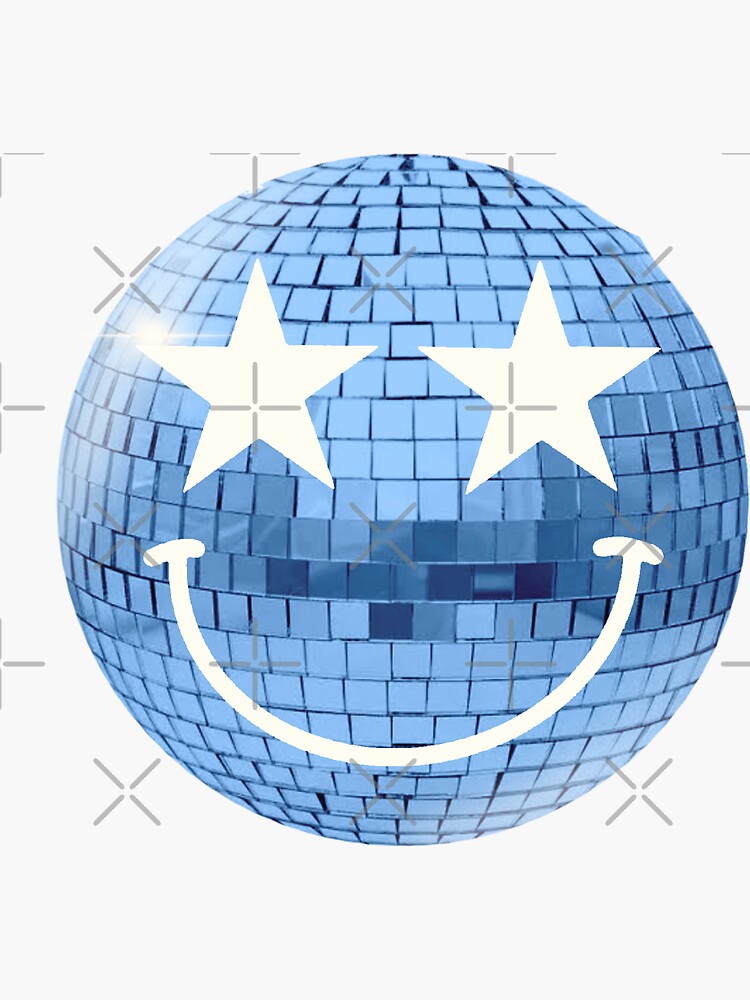 "Preppy Disco Ball Smile Blue" Sticker for Sale by brookiecookie37 ...