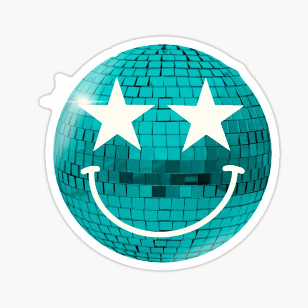 "Preppy Disco Ball Smile Aqua" Sticker for Sale by brookiecookie37 ...