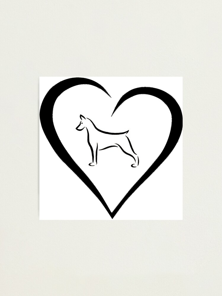 Lámina fotográfica «Silueta de cachorro negro en contorno de corazón ...