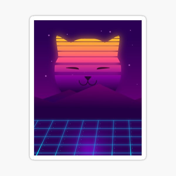 "Catwave Vaporcat Synthwave Motif 80s 90s Synth" Sticker by DerNerd ...