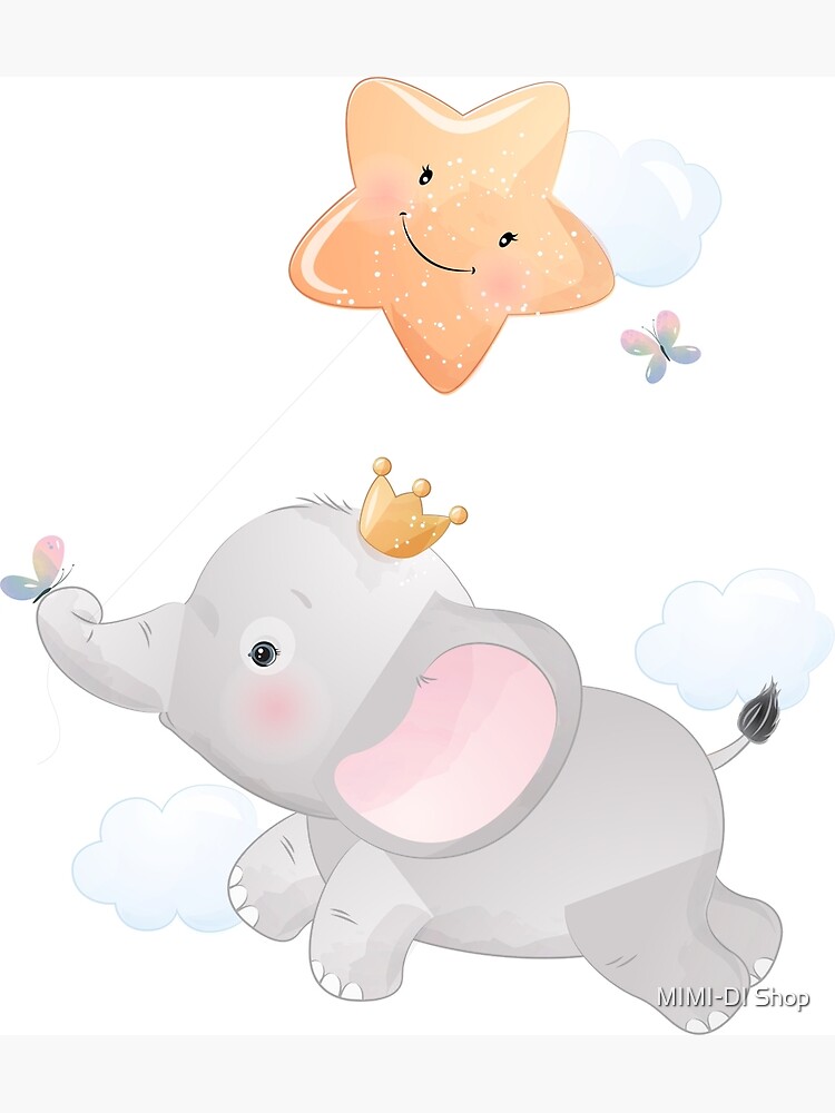 Póster «¡El principito elefante está volando en una bola de estrellas ...