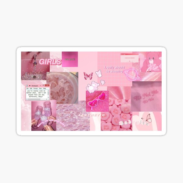 "pink collage" Sticker by maddycd610 | Redbubble
