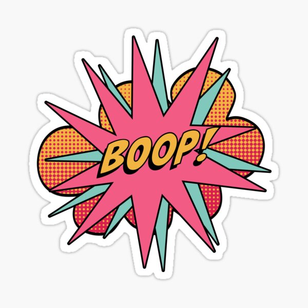 "BOOP Comic Burst Pink and Duck Egg Blue" Sticker by 8PawsStudio ...