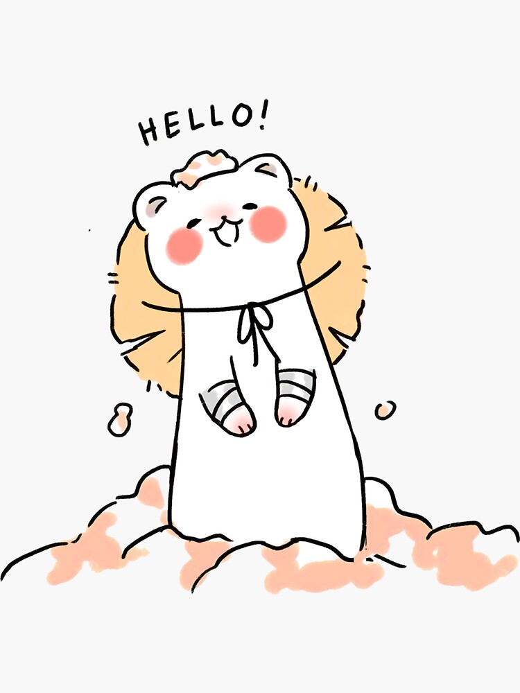 "TGCF Cat Cute Hello Sticker" Sticker for Sale by ElenaKimmel | Redbubble