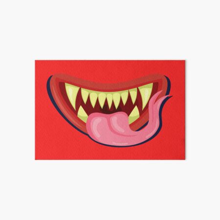 " slimy red monster mouth with sharp yellow teeth and tongue out for ...