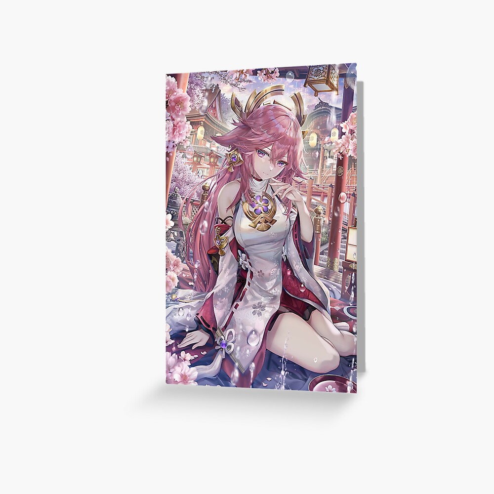 "Cute Yae Miko Genshin Impact" Greeting Card for Sale by saranghandago ...