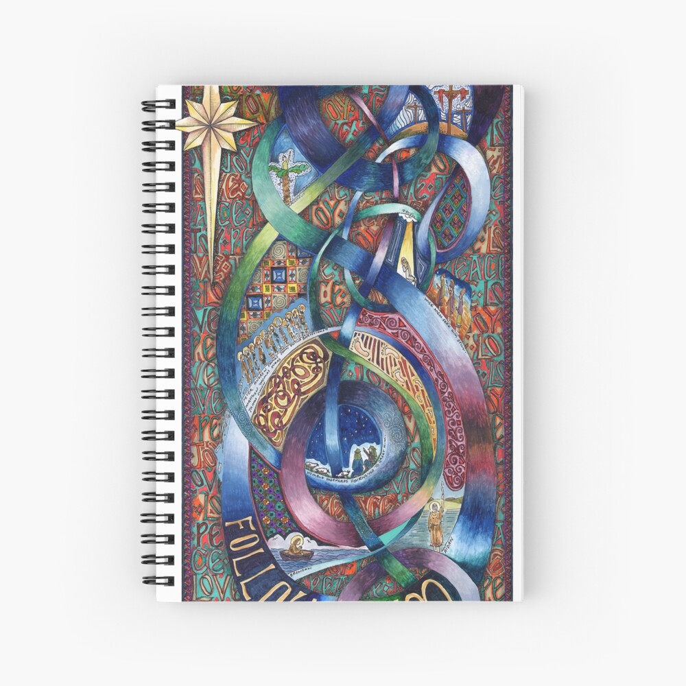 "Follow Him - Original" Spiral Notebook for Sale by lindscriptorium ...