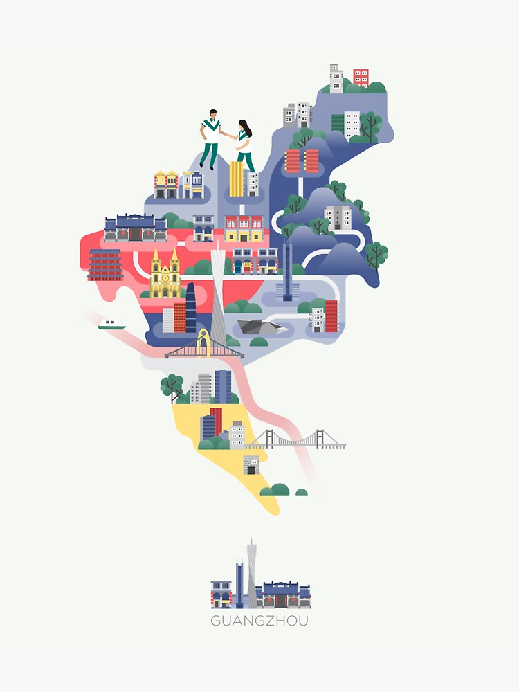 "Map of Guangzhou" Sticker for Sale by mazakii | Redbubble