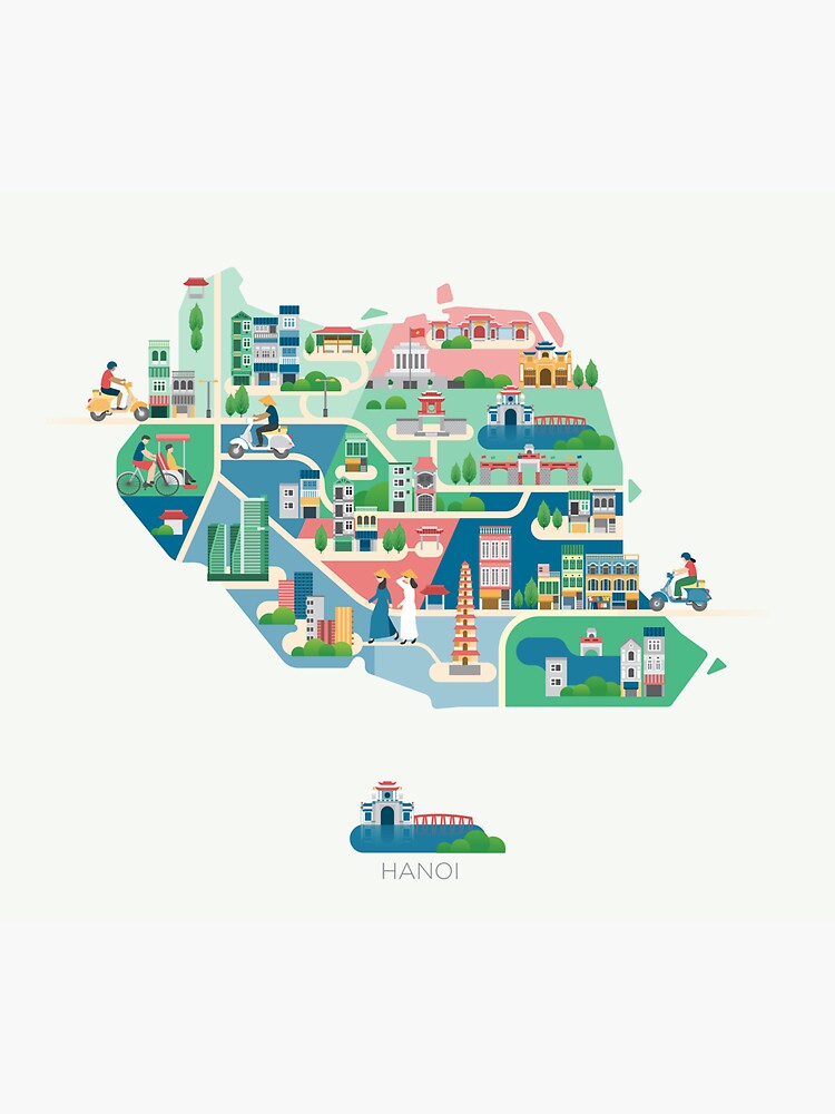 "Map of hanoi" Sticker for Sale by mazakii | Redbubble