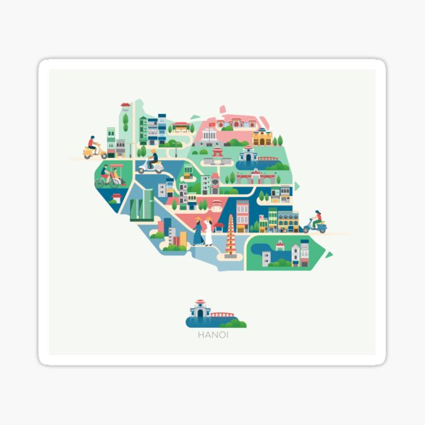 "Map of hanoi" Sticker for Sale by mazakii | Redbubble