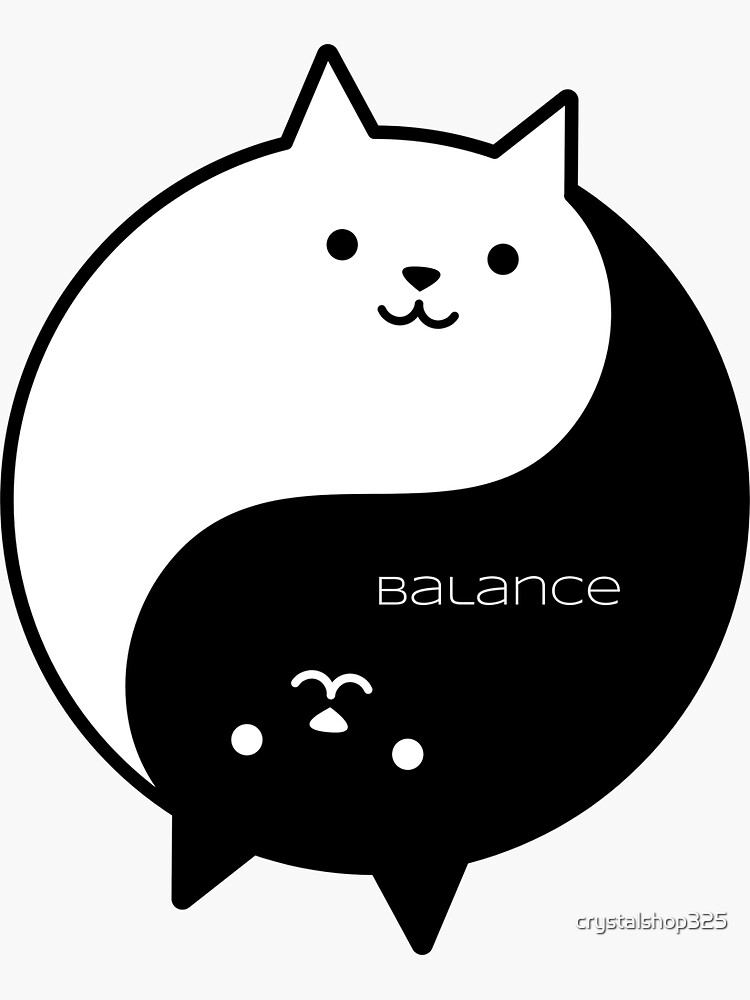"BALANCE- BLACK AND WHITE CATS" Sticker by crystalshop325 | Redbubble