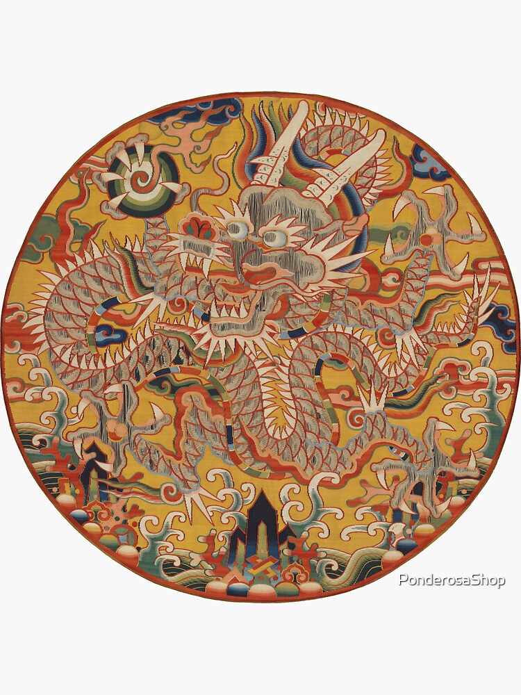 "Chinese Dragon Medallion Textile, 16th Century" Sticker for Sale by ...