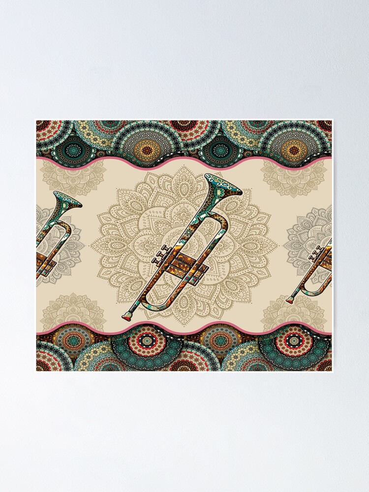 "Trumpet Vintage Mandala" Poster for Sale by MatildaWatson | Redbubble