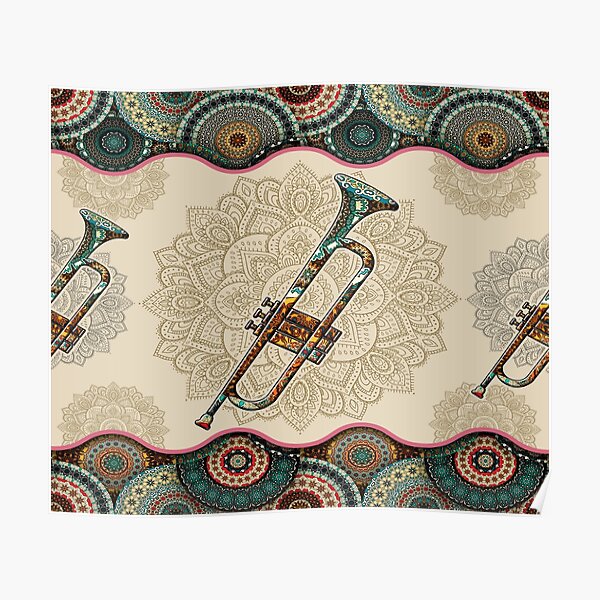 "Trumpet Vintage Mandala" Poster for Sale by MatildaWatson | Redbubble