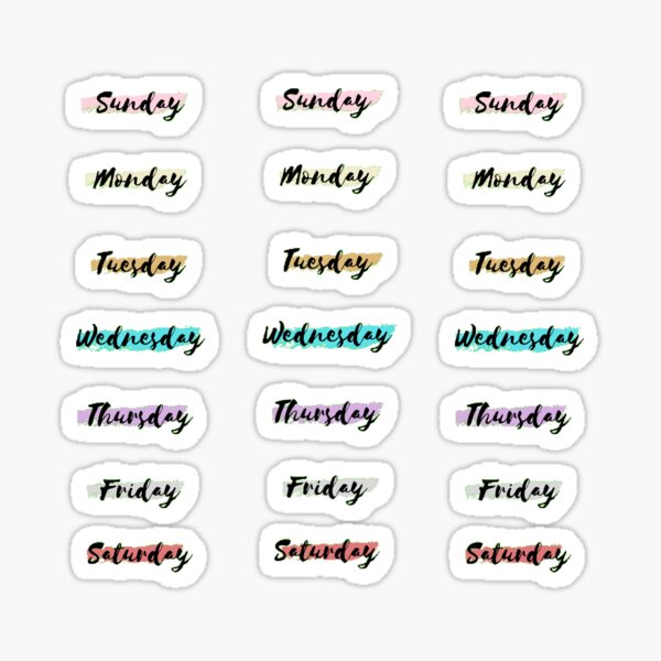 "7 Days Of The Week" Sticker by ArtbyCharmante | Redbubble