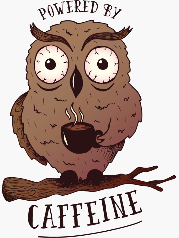 "Caffeine Owl " Sticker for Sale by TEDGLOBALi | Redbubble