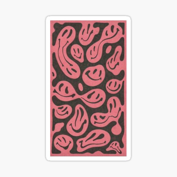 "Drippy red smiley faces" Sticker by WesleysGreenery | Redbubble