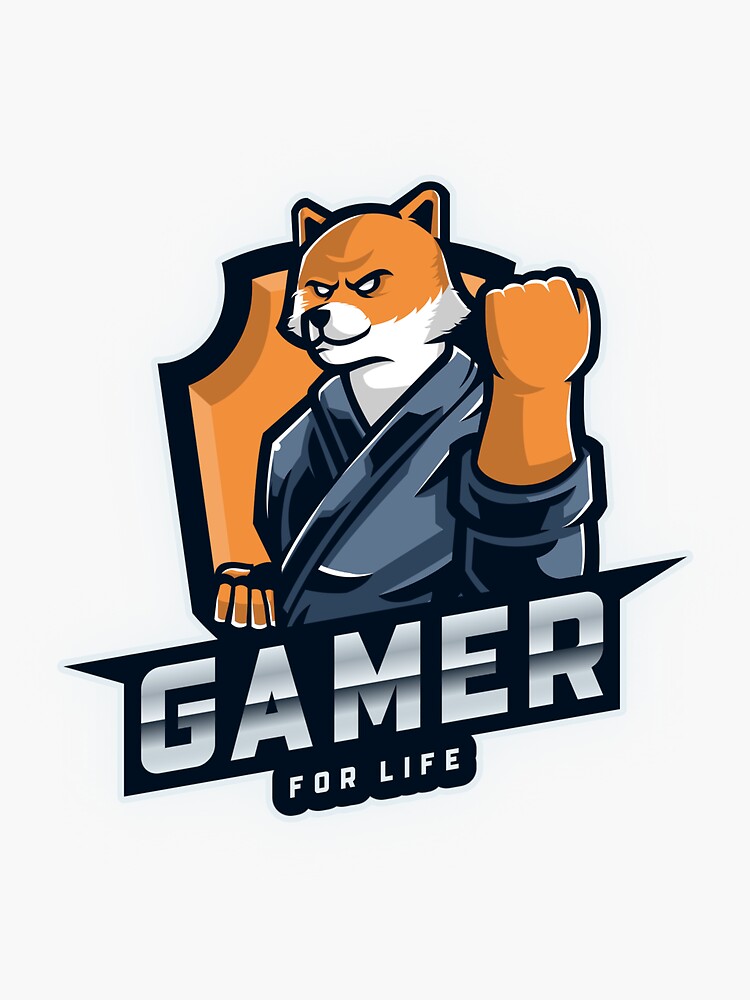 "Gamer for Life with Humanoid Fox Fighter" Sticker for Sale by ...