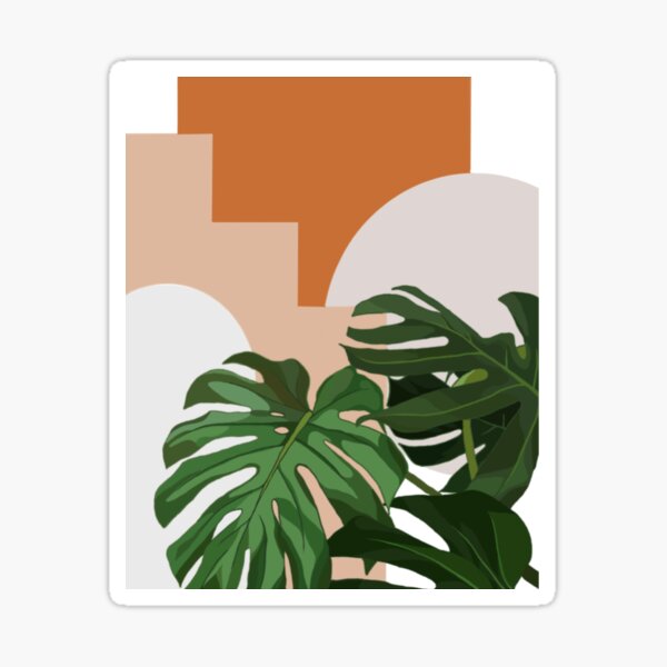 "Swiss cheese plant leaves - Minimalist print " Sticker by ritikartsy79 ...