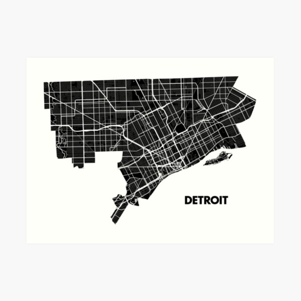 "Detroit Street Map - Black" Art Print by Korben-Dallas | Redbubble