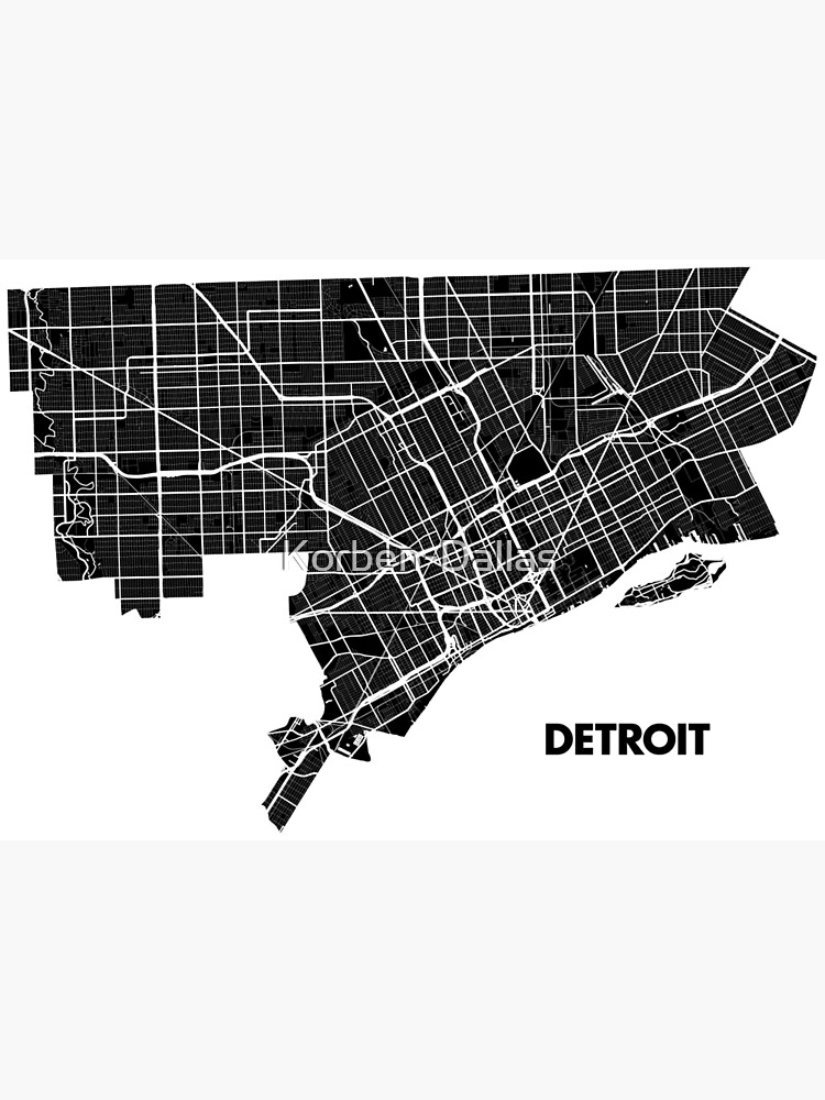 "Detroit Street Map - Black" Art Print by Korben-Dallas | Redbubble
