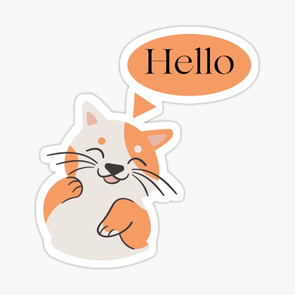 "Cat Say Hello Logo" Sticker by Dinamond | Redbubble