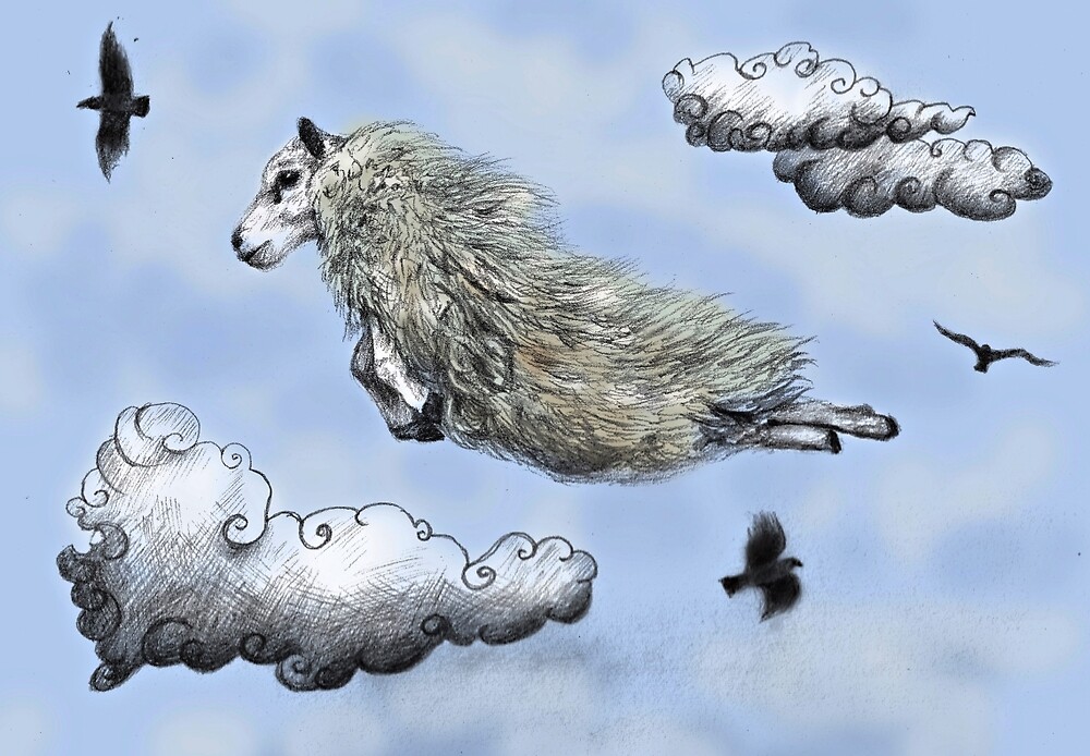 "Flying sheep" by AnnaShell | Redbubble