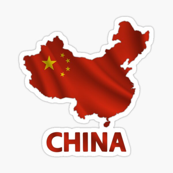 "Wavy Chinese Flag inside Map of China " Sticker for Sale by mashmosh ...