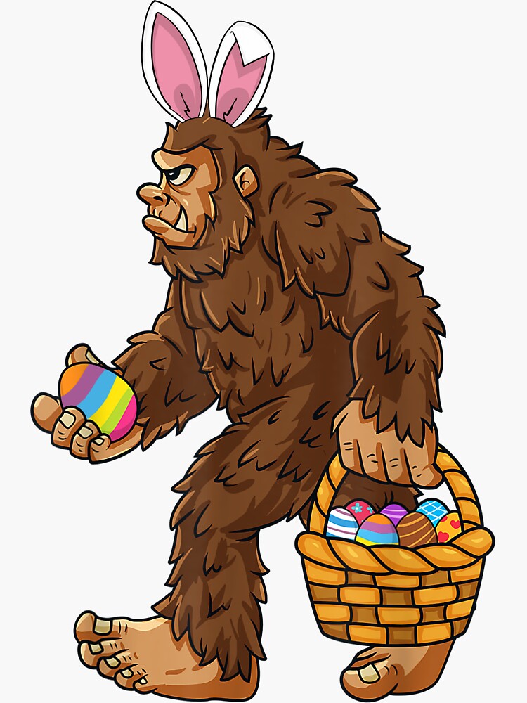 "Bigfoot Egg Easter Day Boys Girls Kids Funny Sasquatch" Sticker for ...