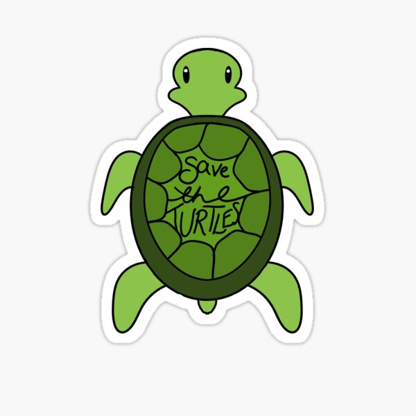 "Save the Turtles Blue Green Cute Turtle" Sticker by emDesign123 ...