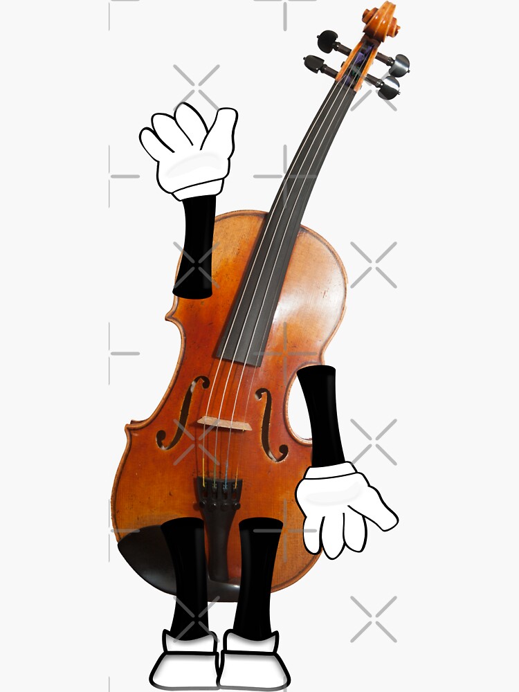 "Cartoon Happy violin waving. " Sticker by funkyworm | Redbubble
