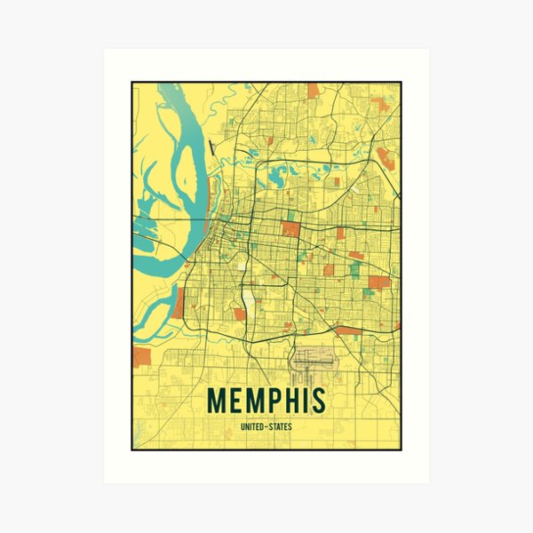 "Memphis city map printable - Home Art deco Wall art" Art Print for ...