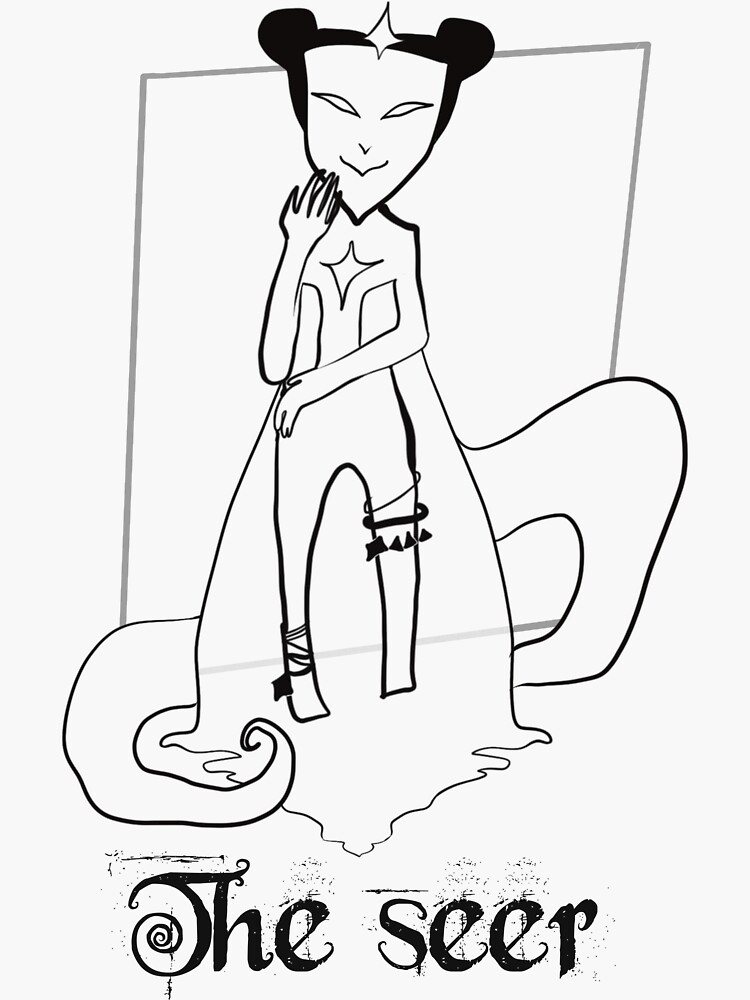 "The Seer Gothic Mysterious Black Simple Line Drawing" Sticker for Sale ...