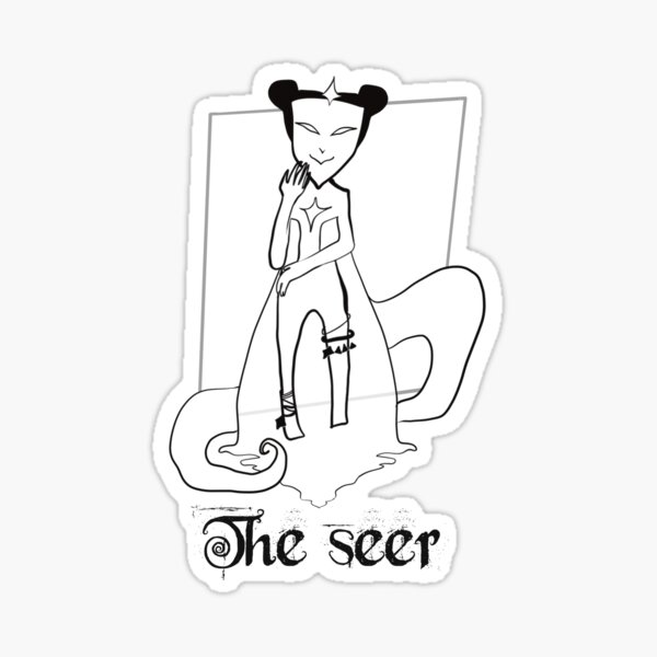 "The Seer Gothic Mysterious Black Simple Line Drawing" Sticker for Sale ...