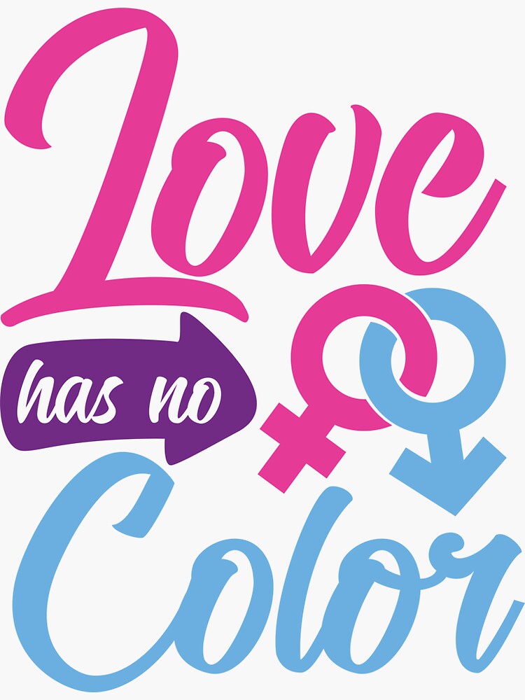 "Love has no Color Couple Interracial - Amour Interracial " Sticker for ...