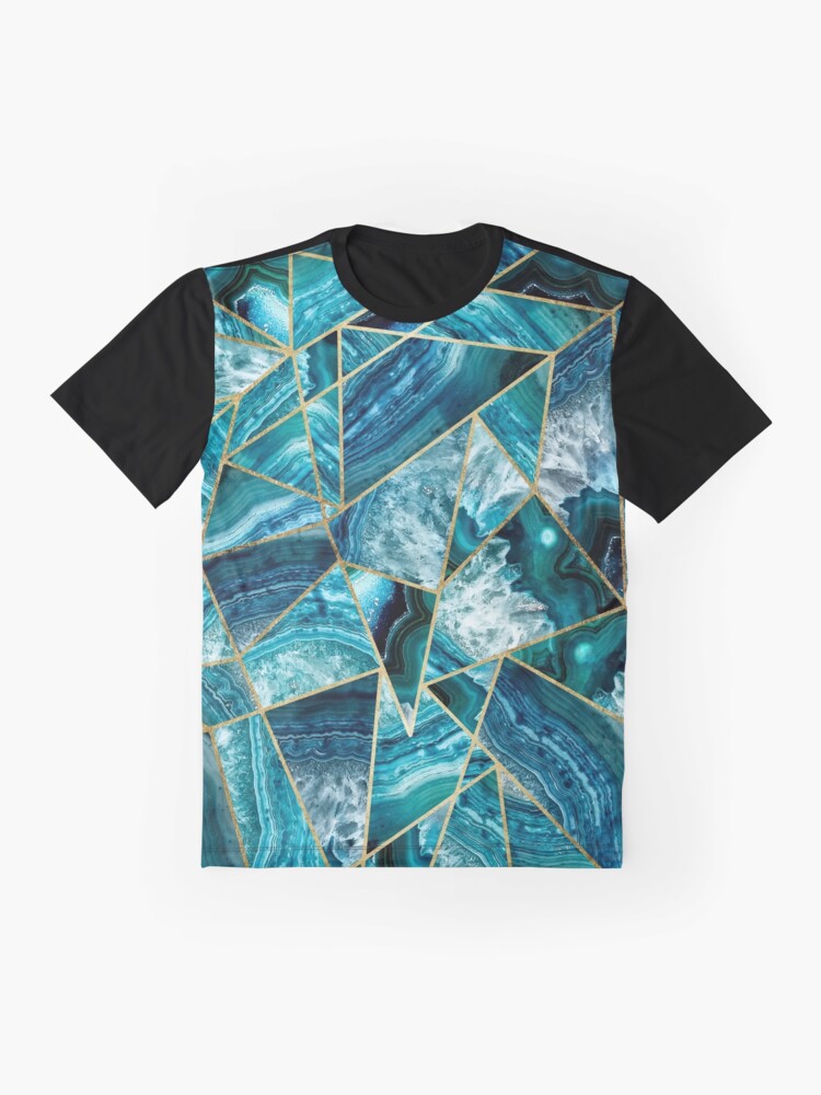 "Turquoise Navy Blue Agate Black Gold Geometric Triangles" T-shirt for ...