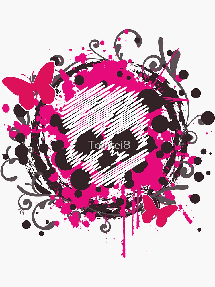 "Cute Emo Skull Design" Sticker by Tomtei8 | Redbubble