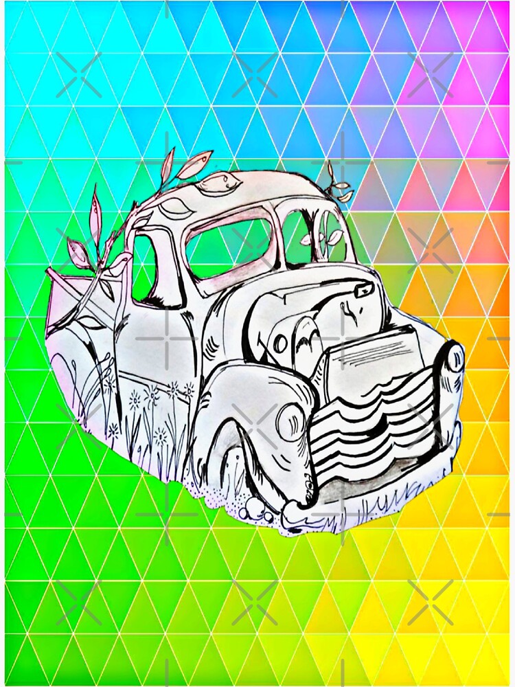 " I am a rusty old ute. Bright blue, greens and yellow background ...