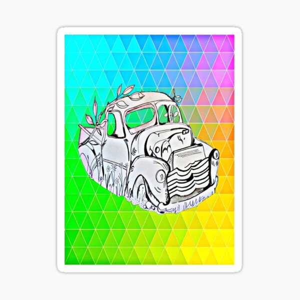 " I am a rusty old ute. Bright blue, greens and yellow background ...