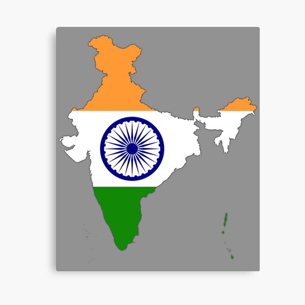 "Indian Flag inside Map of India " Canvas Print for Sale by mashmosh ...