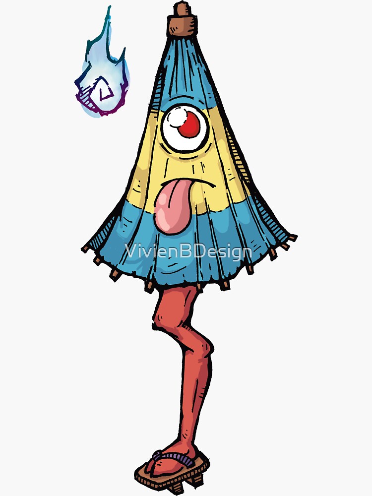 "Yokai Kasa-obake #1" Sticker by VivienBDesign | Redbubble