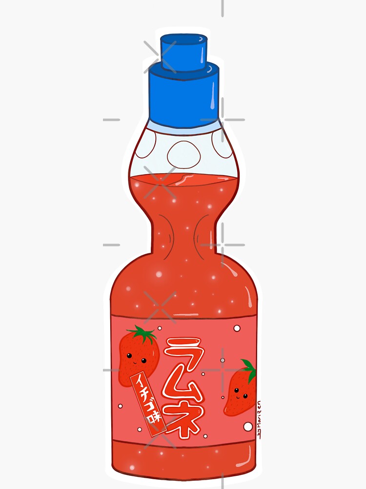 "Ichigo Ramune drink Parody Illustration" Sticker by byMariZen | Redbubble
