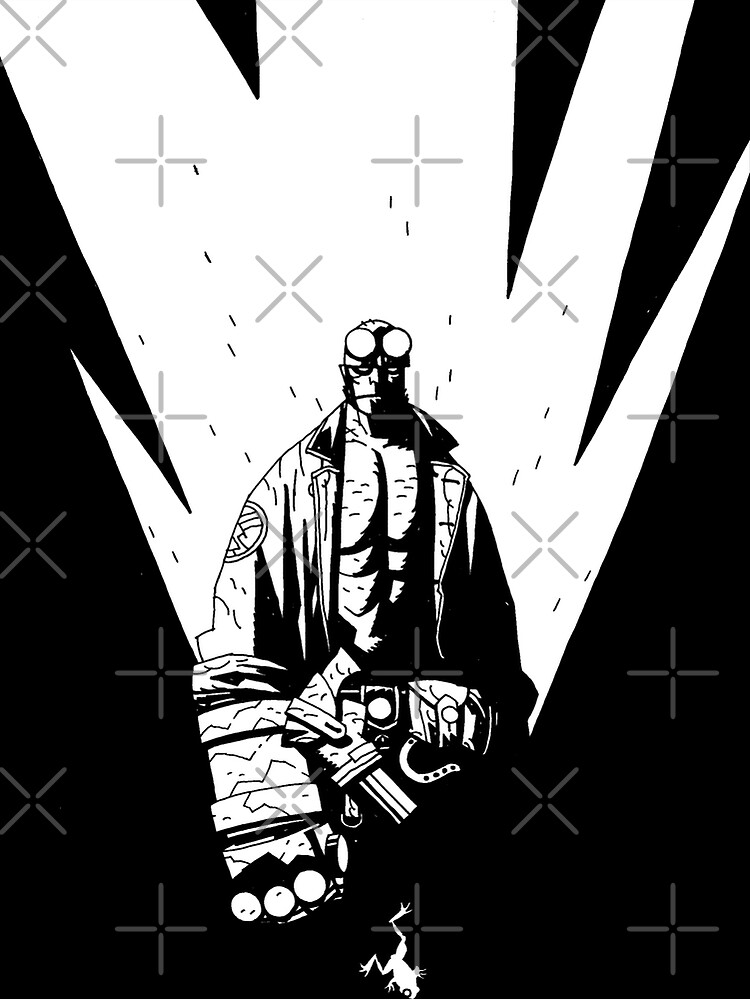 "hellboy,comic,silhouette,pin up,stone hand, red,dark horse,mike ...