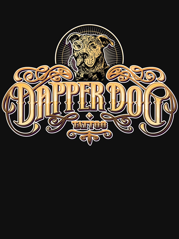 "Dapper Dog Tattoo Vintage Brand Merch Color" T-shirt for Sale by ...