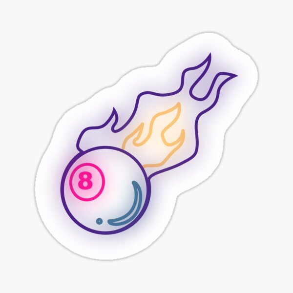"Colorful Neon Lights Eight Ball Billiards Pool Snooker" Sticker by ...