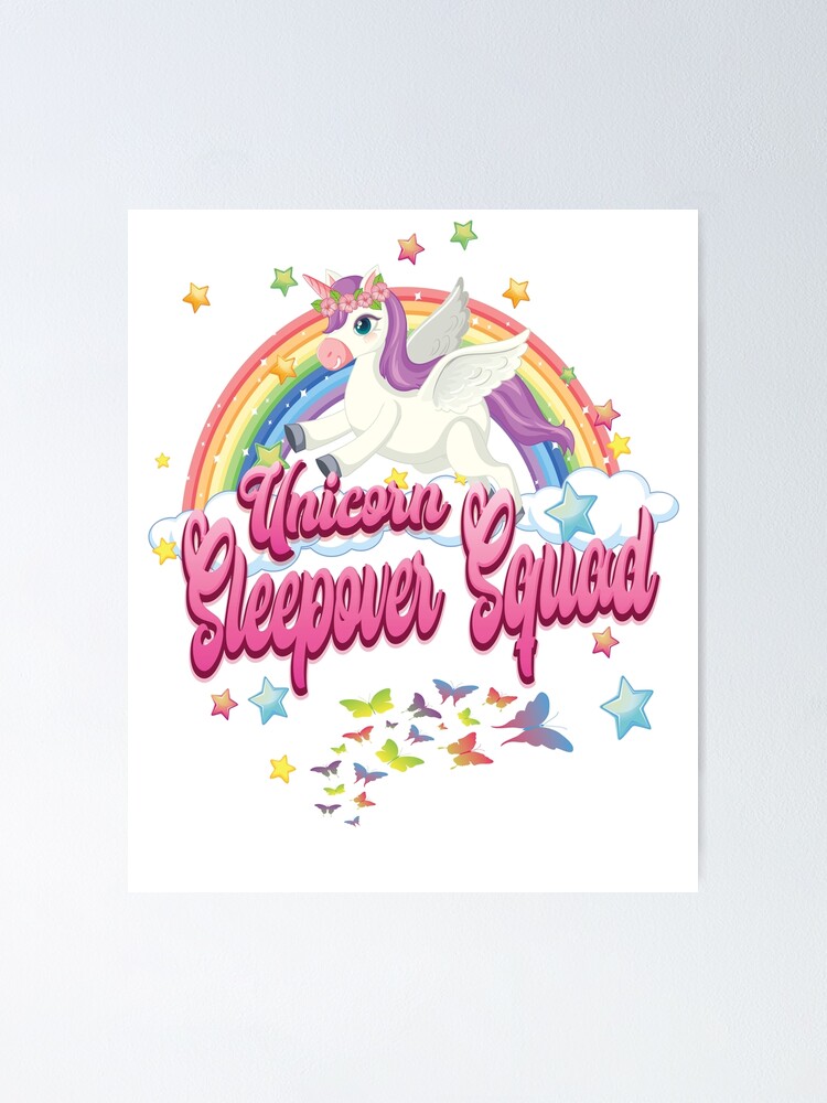 "Cute Girl Unicorn Sleepover Squad for Birthday Slumber Party" Poster ...