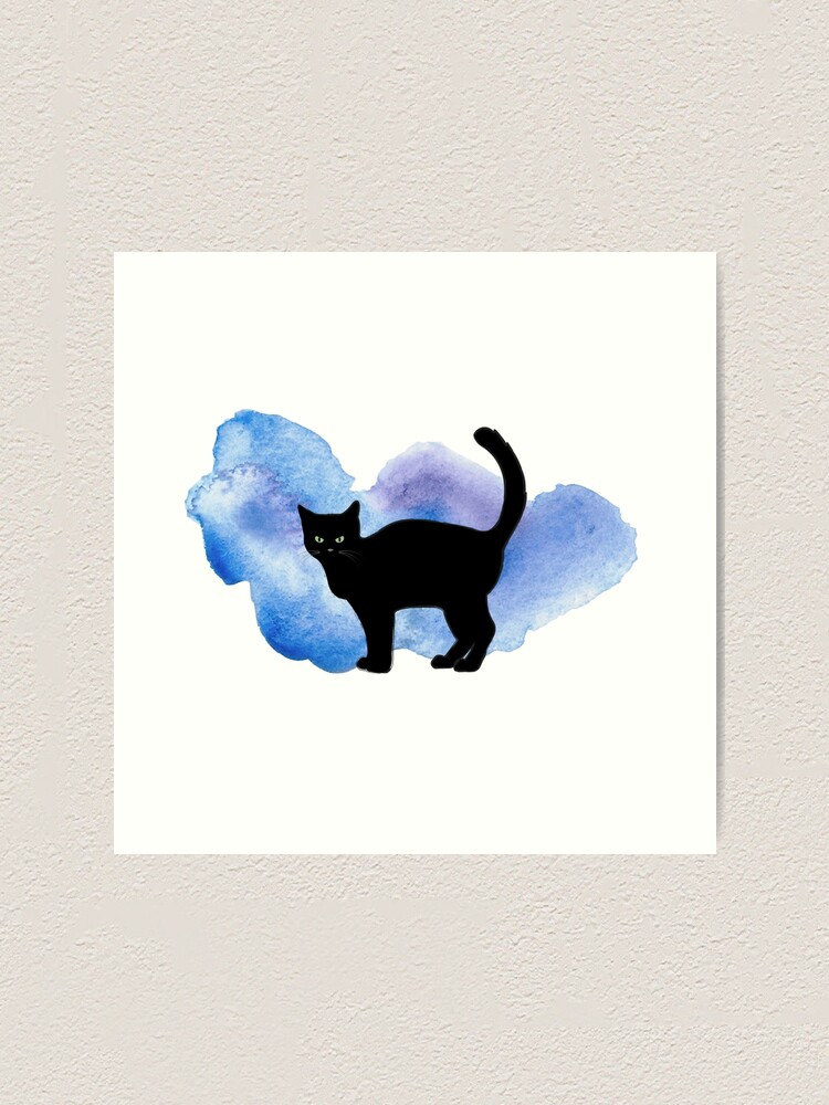 "Watercolor Splash Cat Silhouette " Art Print for Sale by alybugg ...