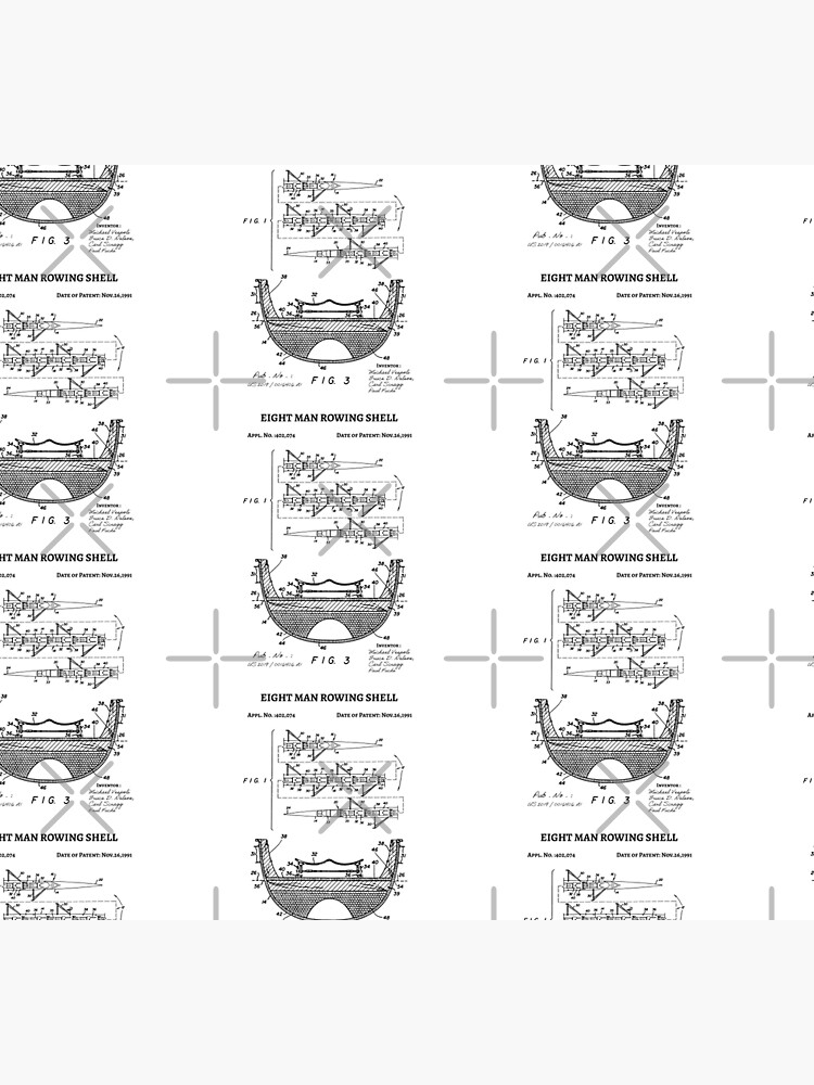"8 Man Rowing Shell Scull Patent 1991 , eight man rowing shell boat art ...
