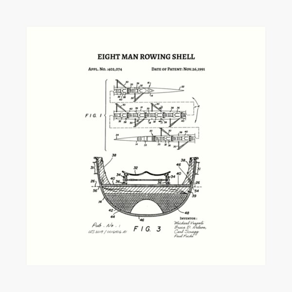 "8 Man Rowing Shell Scull Patent 1991 , eight man rowing shell boat art ...