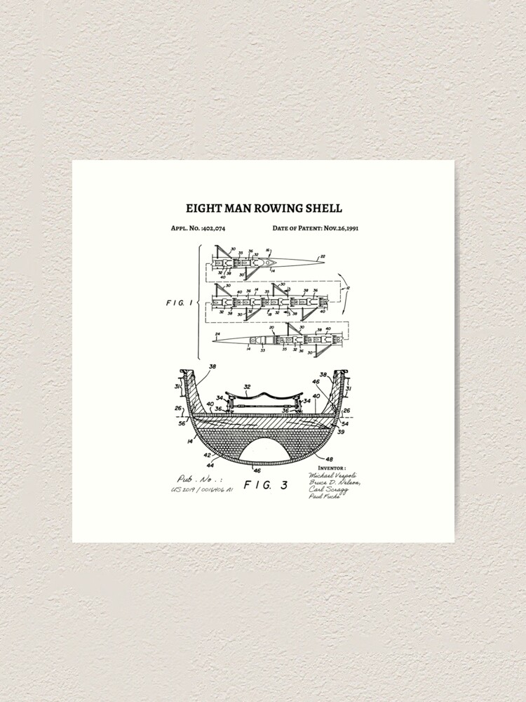 "8 Man Rowing Shell Scull Patent 1991 , eight man rowing shell boat art ...